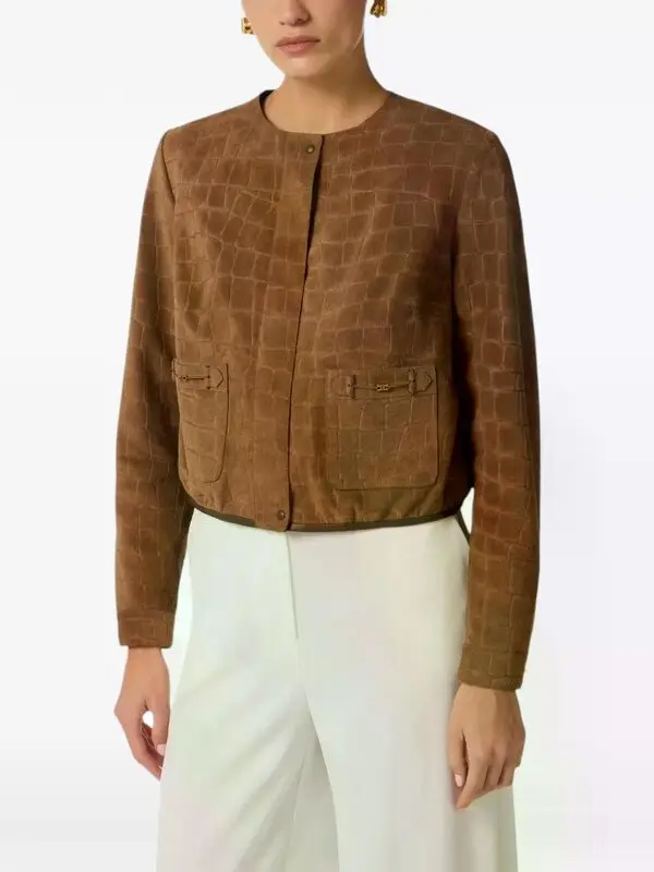 Elisabetta Franchi Jacket In Suede Fabric With Alligator Print
