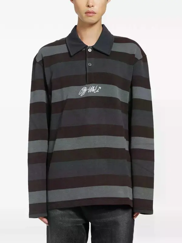 Off-White Striped Long-sleeve Polo Shirt