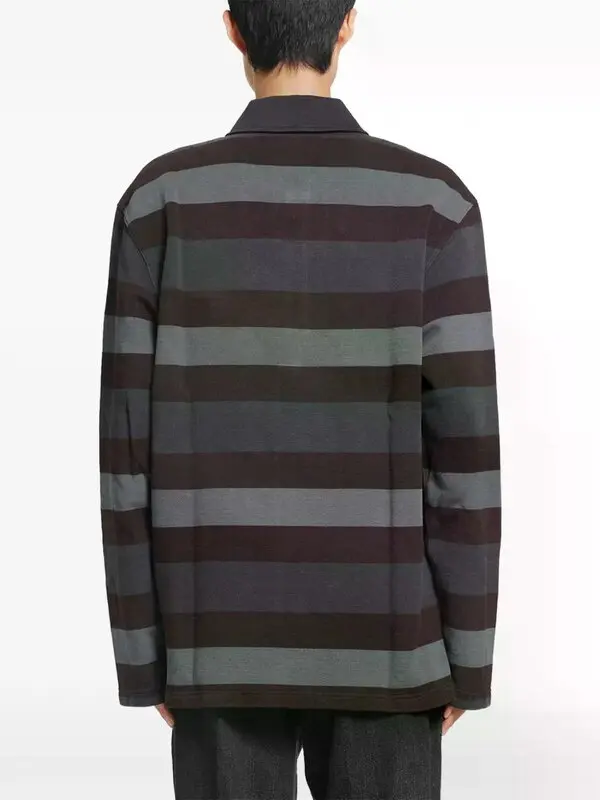 Off-White Striped Long-sleeve Polo Shirt
