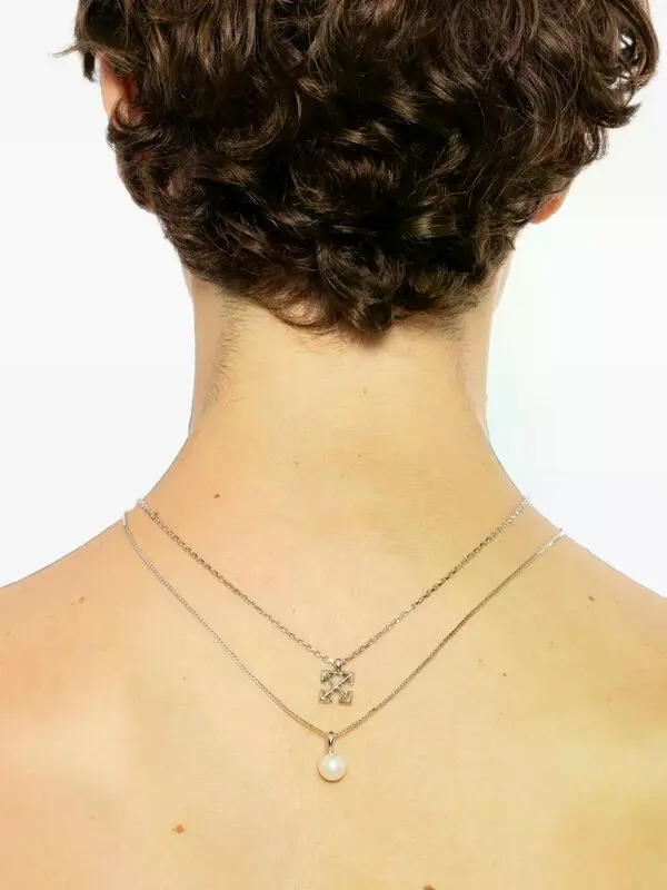 Off-White Arrows-pendant Faux-pearl Necklace - Silver