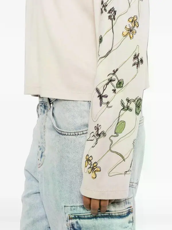 Off-White Floral-print Embroidered T-shirt
