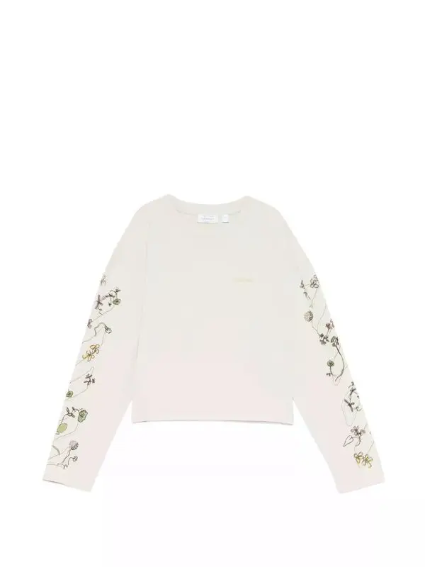 Off-White Embroidered Floral Print Long-sleeve T-shirt - Neutrals