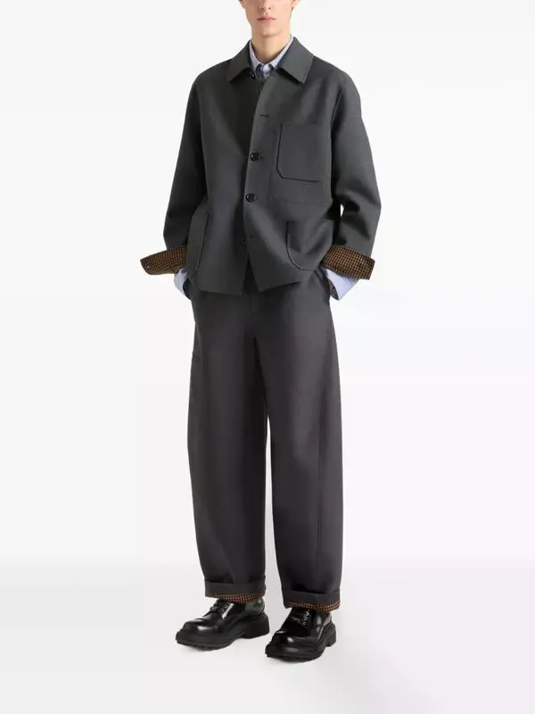 Givenchy Couture Seam Checked-reverse Trousers - Grey