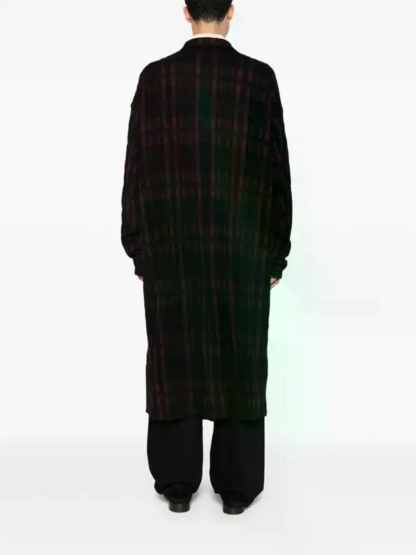 Yohji Yamamoto Check-pattern Notched-lapel Coat