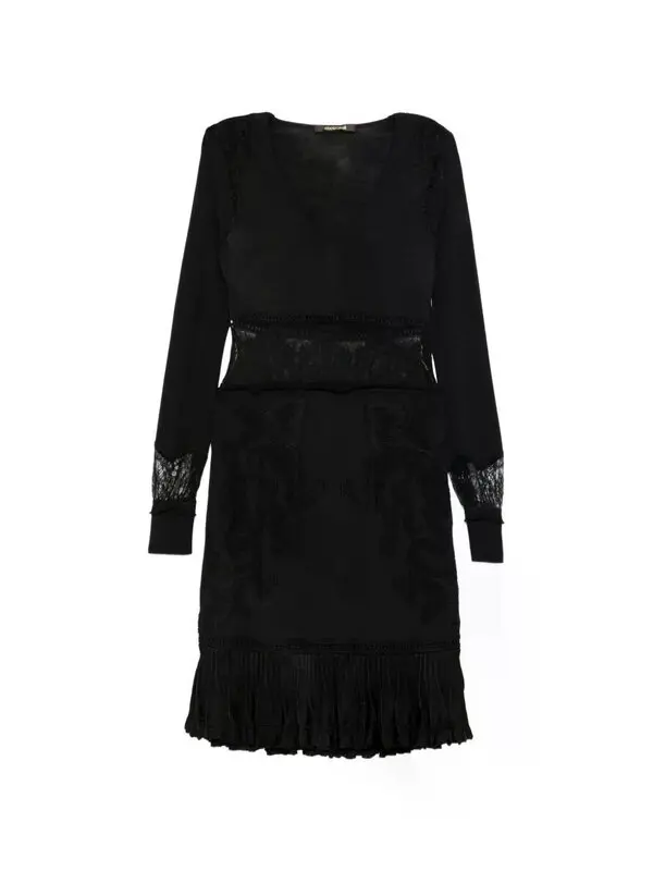 Roberto Cavalli Lace-panelled Ruffled Dress