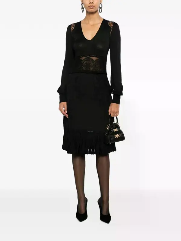 Roberto Cavalli Lace-panelled Ruffled Dress