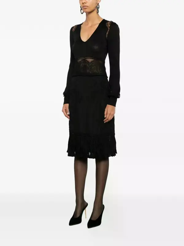 Roberto Cavalli Lace-panelled Ruffled Dress