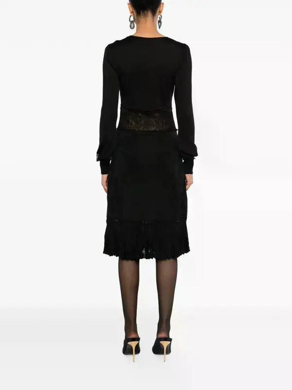 Roberto Cavalli Lace-panelled Ruffled Dress