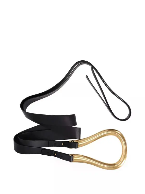 Bottega Veneta Horseshoe Buckle Double Strap Belt - Black
