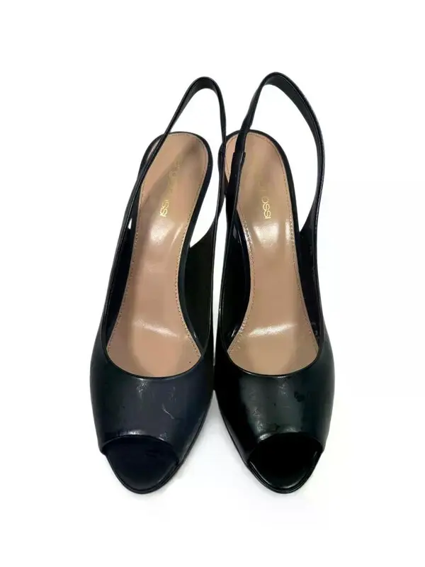 SERGIO ROSSI Peep-toe Slingback Leather Pumps