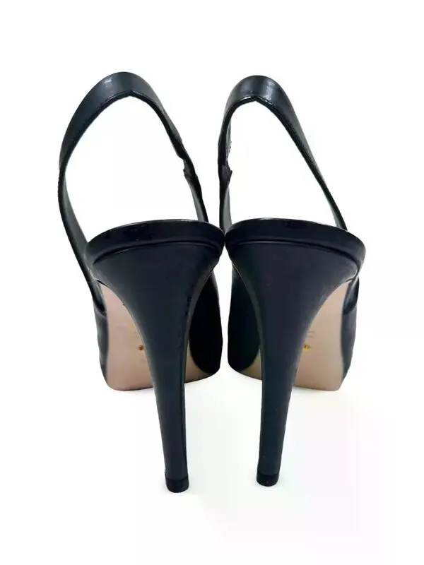 SERGIO ROSSI Leather Peep-toe Slingback Pumps