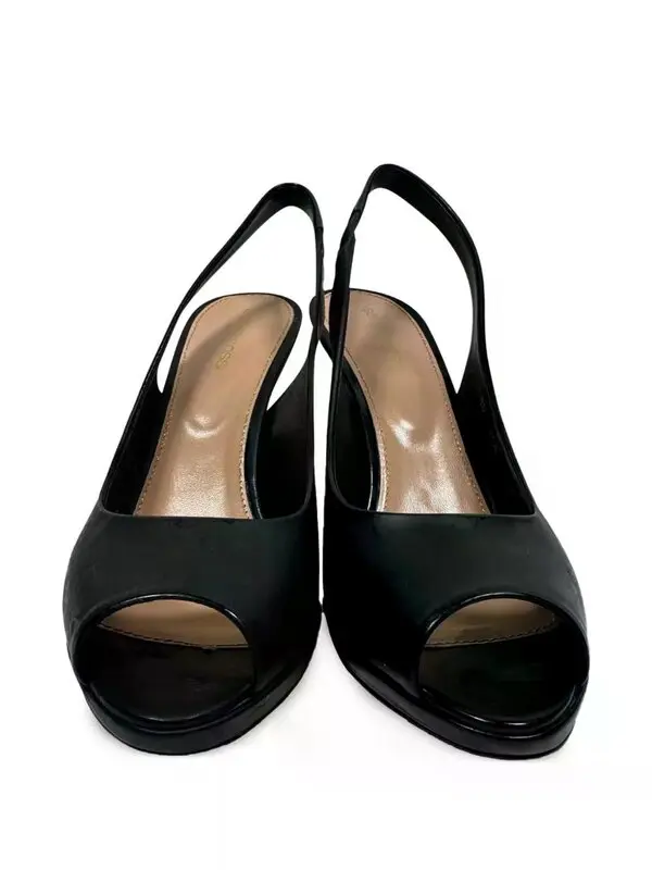 SERGIO ROSSI Leather Peep-toe Slingback Pumps