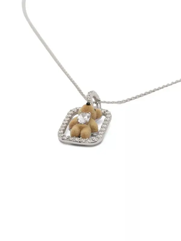 YVMIN Crystal-embellished Teddy-bear Motif Pendant Necklace
