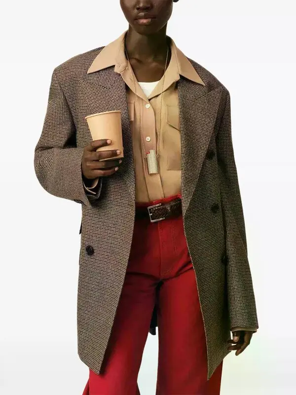 AMI Paris Check Single-breasted Coat