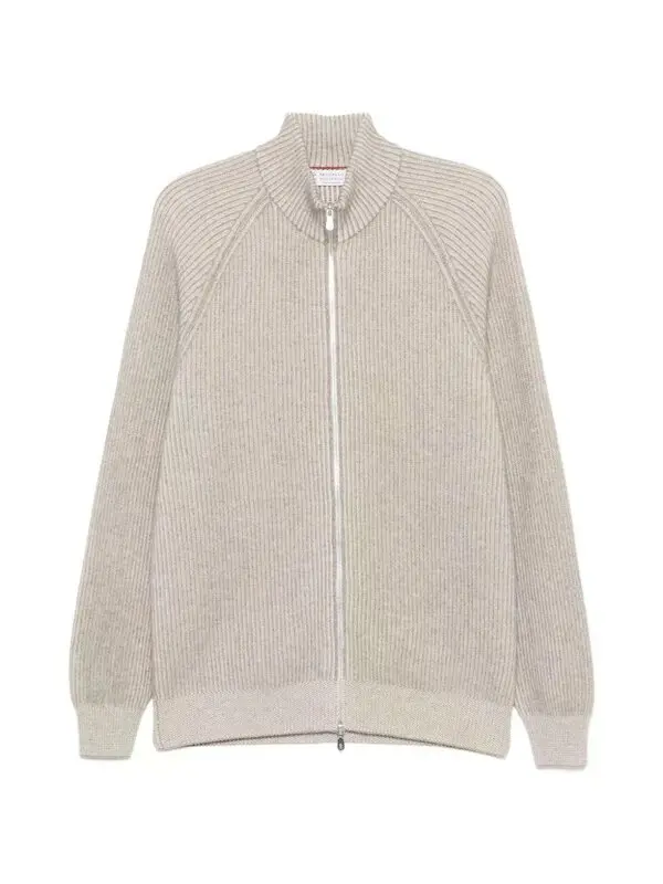 Brunello Cucinelli Ribbed-knit Cashmere Cardigan - Neutrals