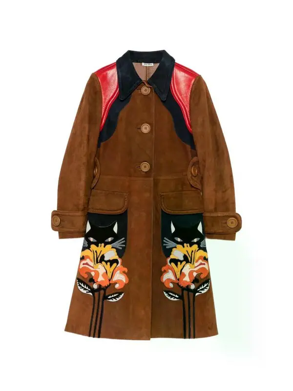 Miu Miu Flower-cat Patch Coat