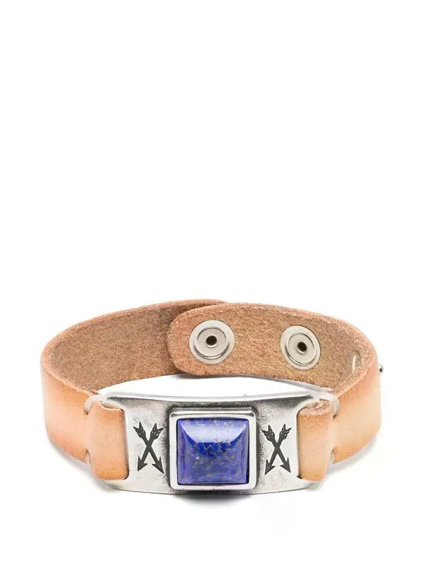 ERALDO Lapis Lazuli Embellished Leather Bracelet - Neutrals