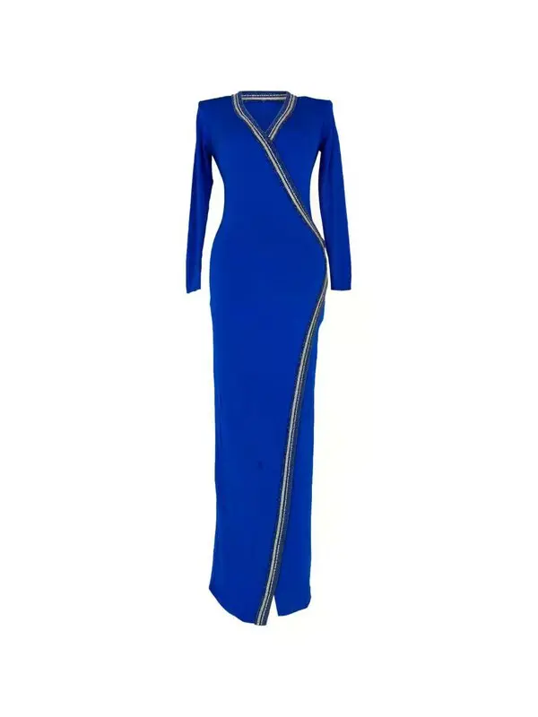 Balmain Crystal-embellished Wrap-effect Maxi Dress