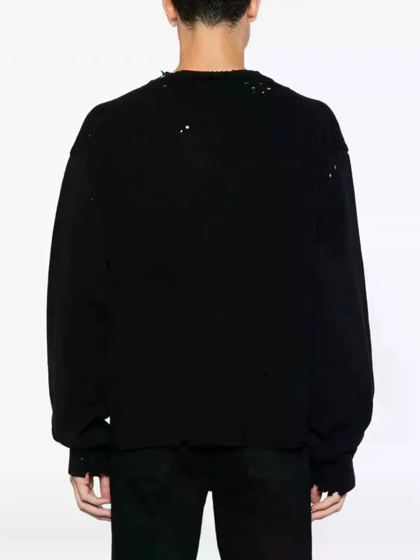 Mihara Yasuhiro Jacquard Distressed Knitted Sweater