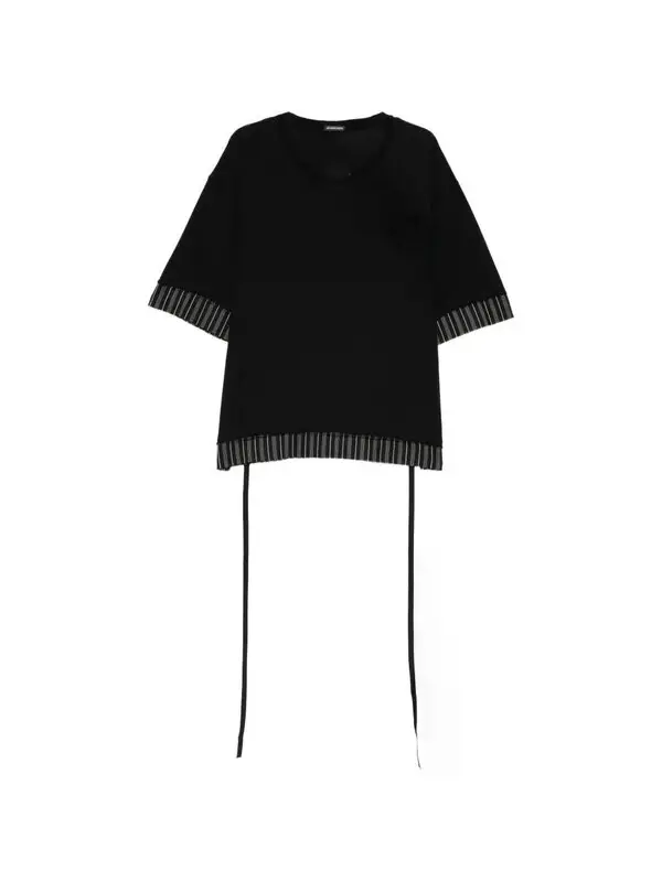 ANN DEMEULEMEESTER Striped-trim T-shirt - Black