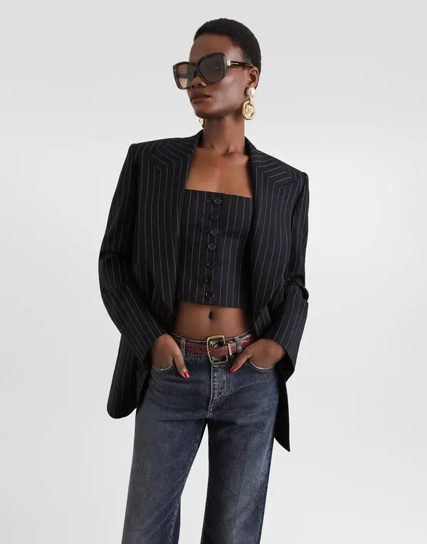 Dolce & Gabbana Linda Double-breasted Jacket In Pinstripe Wool Blazers Multi-colored Wool