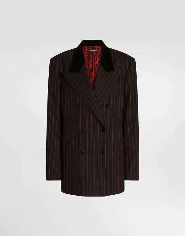 Dolce & Gabbana Double-breasted Jacket In Pinstripe Wool Blazers