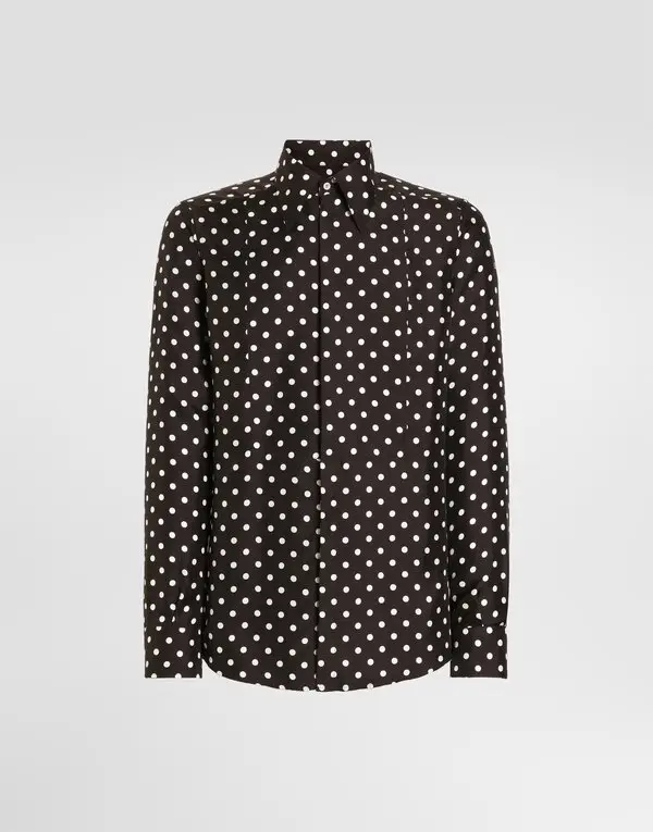 Dolce & Gabbana Polka Dot-print Silk Twill Gold Shirt Shirts - Multicolor
