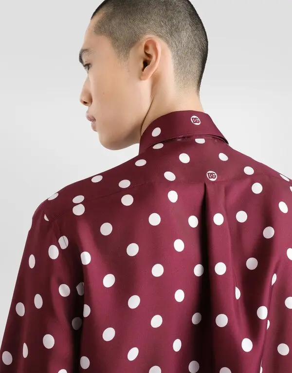Dolce & Gabbana Polka Dot-print Silk Twill Gold Shirt Shirts