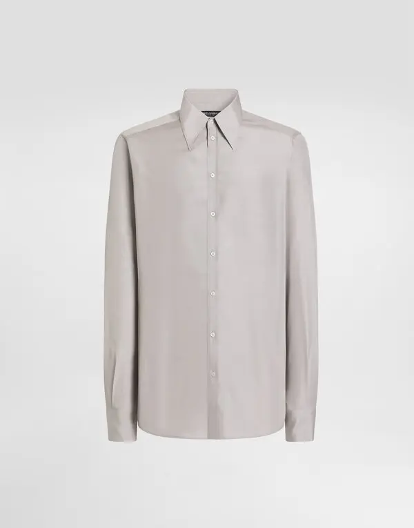 Dolce & Gabbana Silk Poplin Gold Shirt Shirts Gray - Grey