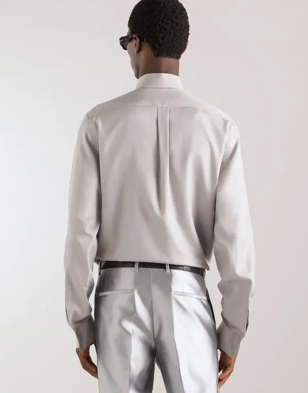Dolce & Gabbana Silk Poplin Gold Shirt Shirts Gray
