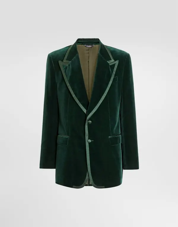 Dolce & Gabbana Single-breasted Tuxedo Jacket In Velvet Suits And Blazers - Green