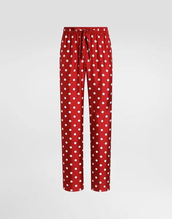 Dolce & Gabbana Silk Twill Polka Dot Trousers - Multicolor
