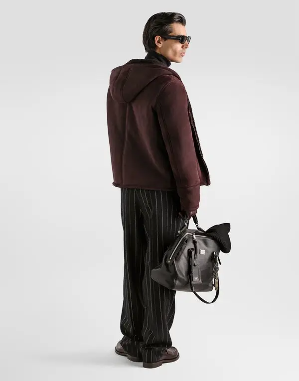 Dolce & Gabbana Suede Shearling Hooded Jacket - Multicolor