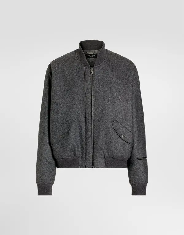 Dolce & Gabbana Padded Wool Flannel Bomber Jacket