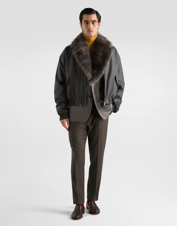 Dolce & Gabbana Padded Wool Flannel Bomber Jacket