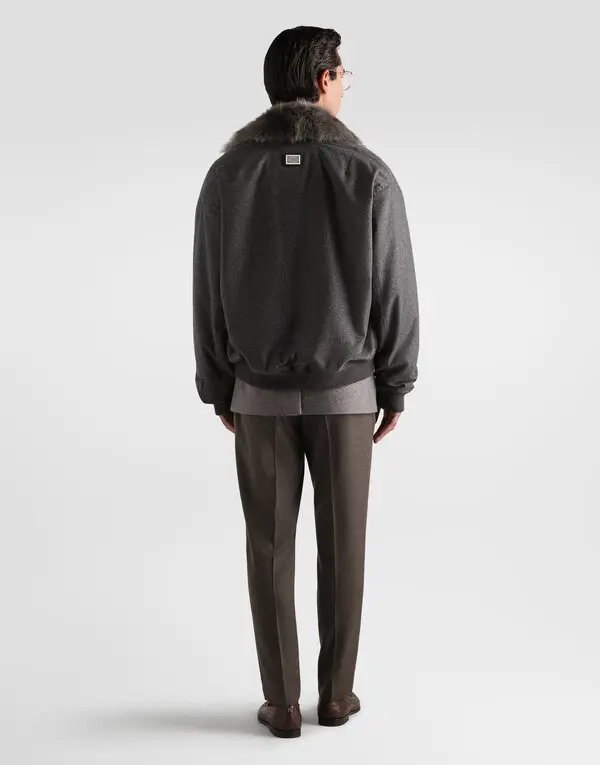 Dolce & Gabbana Padded Wool Flannel Bomber Jacket