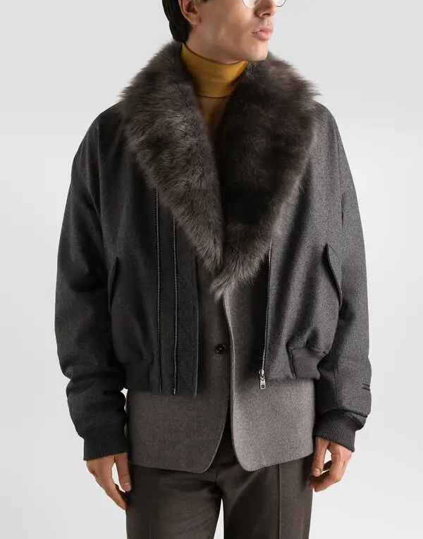 Dolce & Gabbana Padded Wool Flannel Bomber Jacket