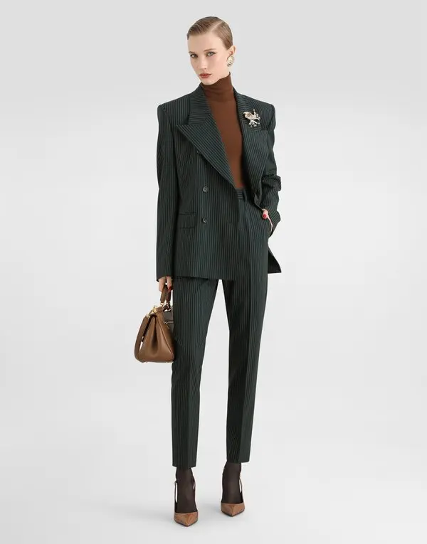Dolce & Gabbana Pinstripe Wool Trousers Pants And Shorts Multi-colored