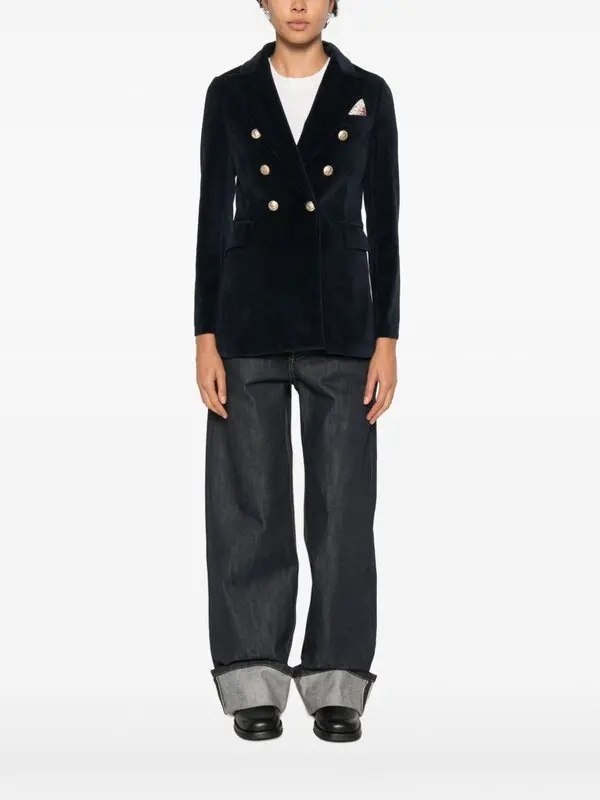 CIRCOLO 1901 Cotton Double-breasted Jacket - Blue
