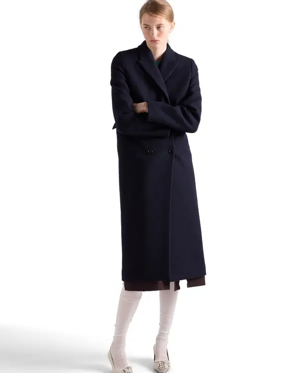 Prada Double-breasted Shetland Wool Coat