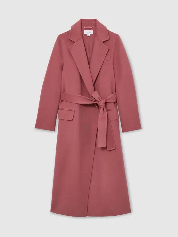 REISS Wool-blend Double-breasted Blind-seam Coat - Pink