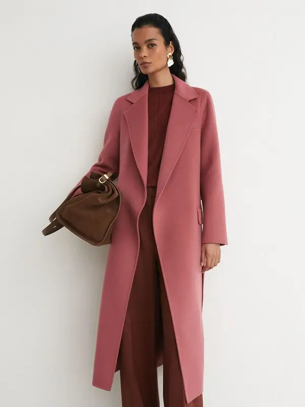 REISS Wool-blend Double-breasted Blind-seam Coat - Pink