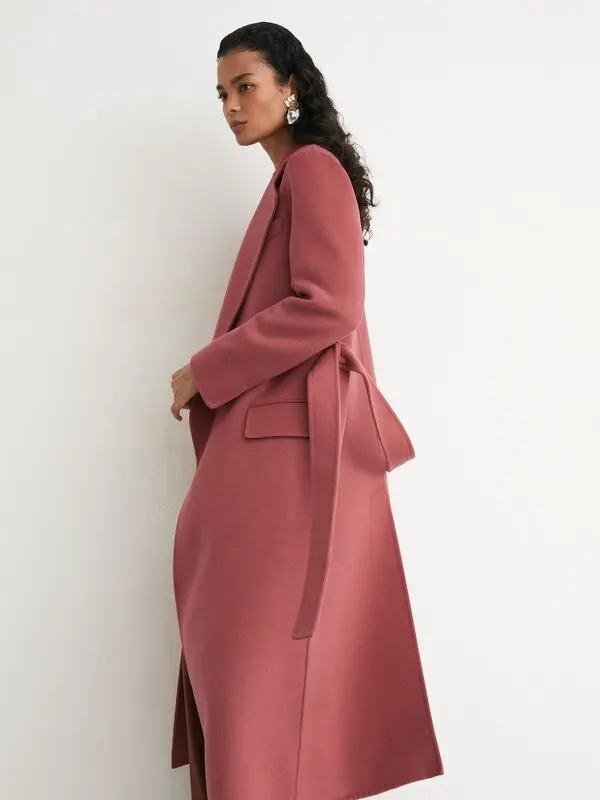 REISS Wool-blend Double-breasted Blind-seam Coat - Pink