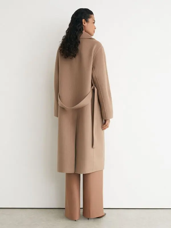 REISS Petite Wool-blend Double-breasted Coat - Brown