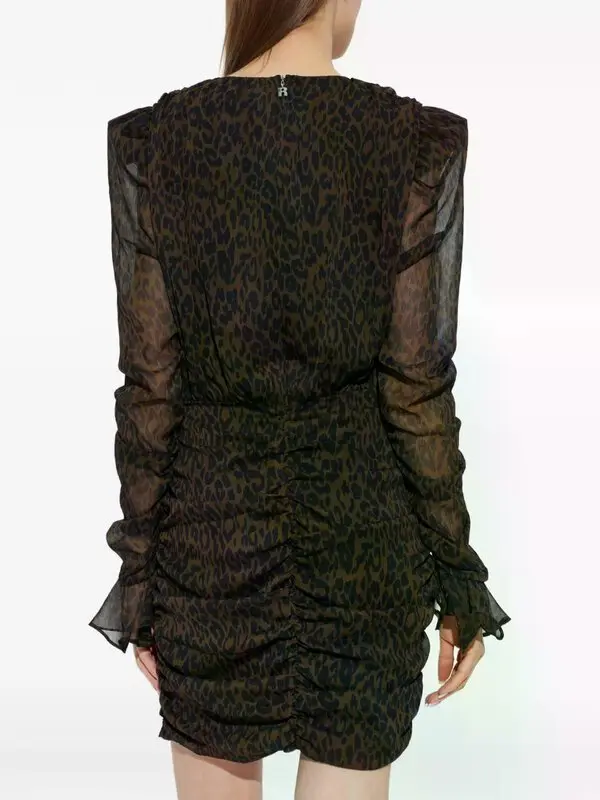ROTATE BY BIRGER CHRISTENSEN Ruched Flower Mini Dress Dark