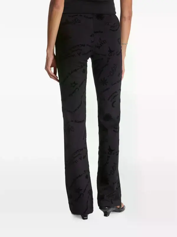 Desigual Flocked-monogram Flared Trousers
