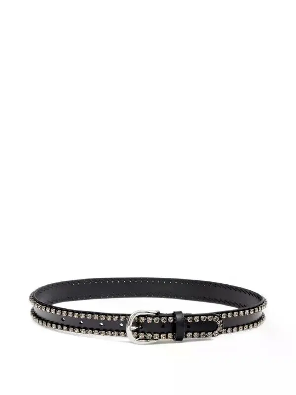 Isabel Marant Étoile Zap Crystal-embellished Leather Belt - Black