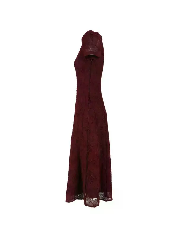 ROTATE BY BIRGER CHRISTENSEN Flower Mesh Flared Dress Bordeaux