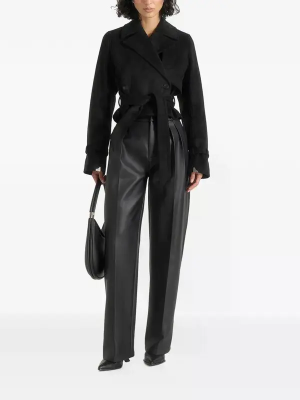 Manière De Voir Poppy Cropped Suede Belted Biker Jacket - Black