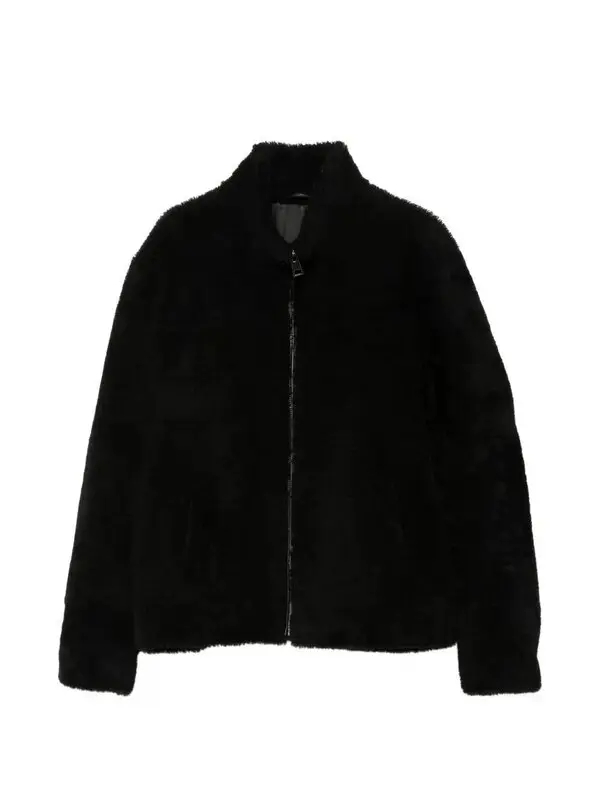 ERALDO High-neck Shearling Jacket - Black